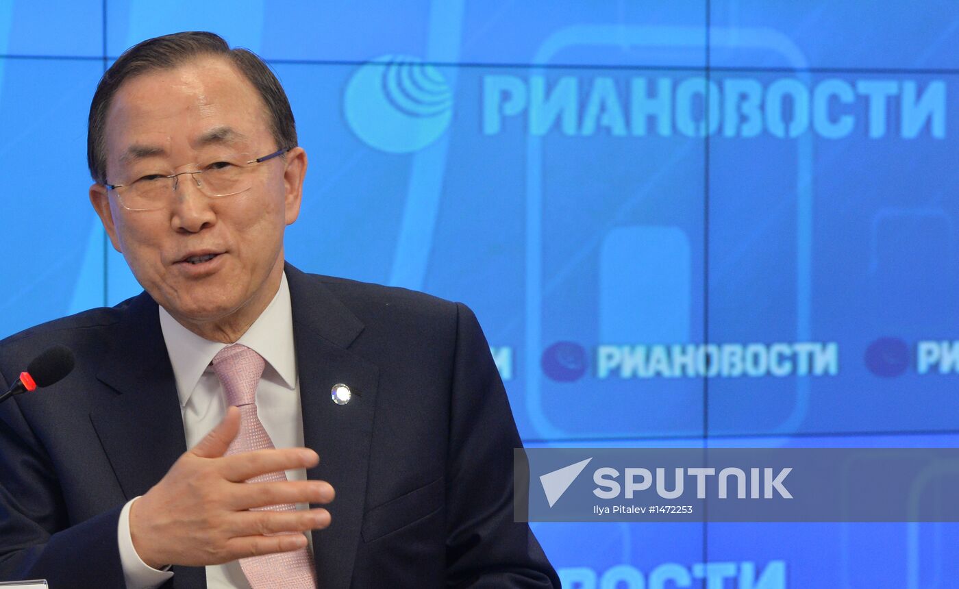 UN Secretary-General Ban Ki-moon visits RIA Novosti | Sputnik Mediabank