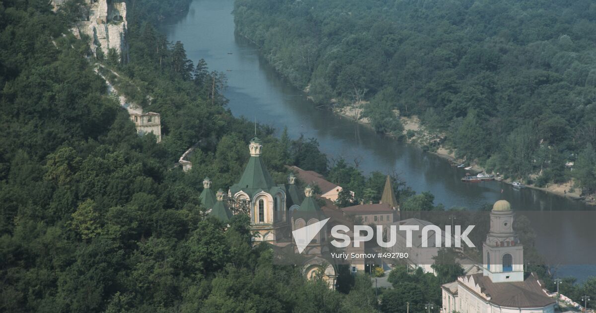 View at valley of Severny Donets River and monastery | Sputnik Mediabank