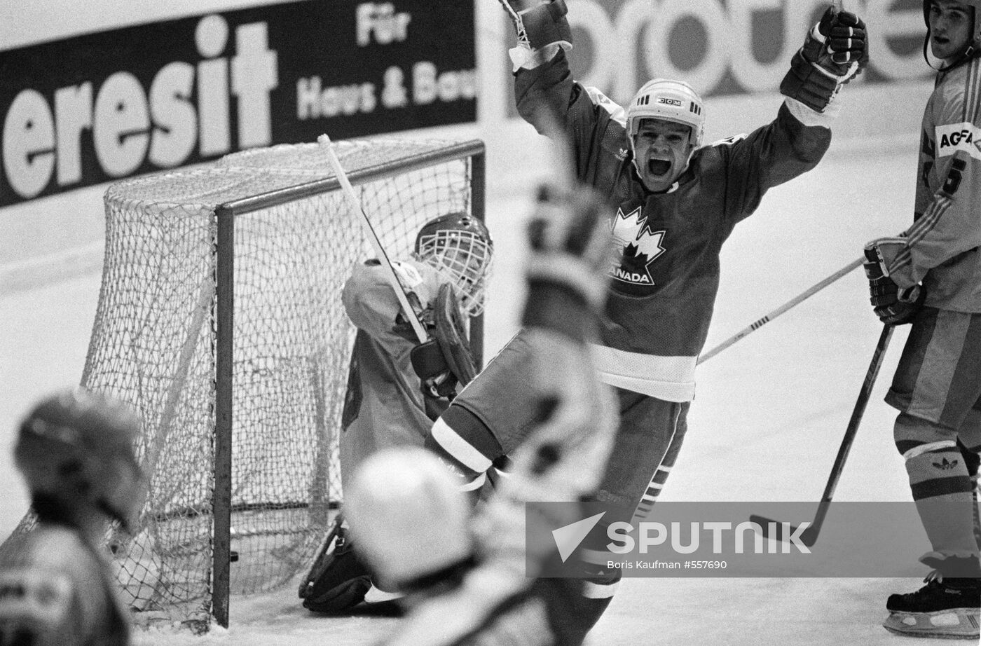 Canadian Ice Hockey Team Scores Goal Against Finland Sputnik Mediabank canadian-ice-hockey-team-scores-goal-against-finland-sputnik-mediabank