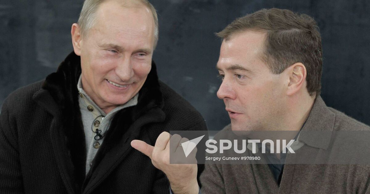 Dmitry Medvedev Vladimir Putin Visit Stavropol Sputnik Mediabank