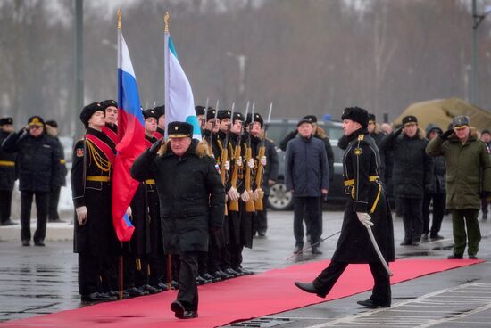 Colors ceremony on board The Alexander Obukhov MCMV in St. Petersburg ...