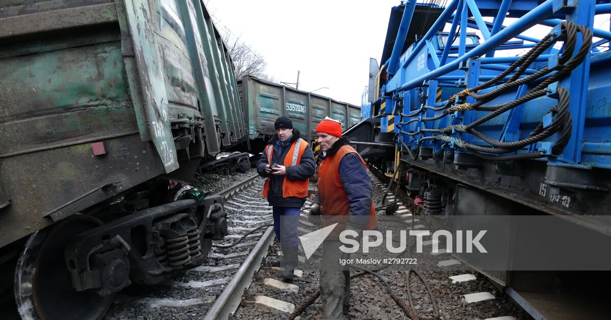 Explosion of railroad tracks at Yasinovataya station in Donetsk Region ...
