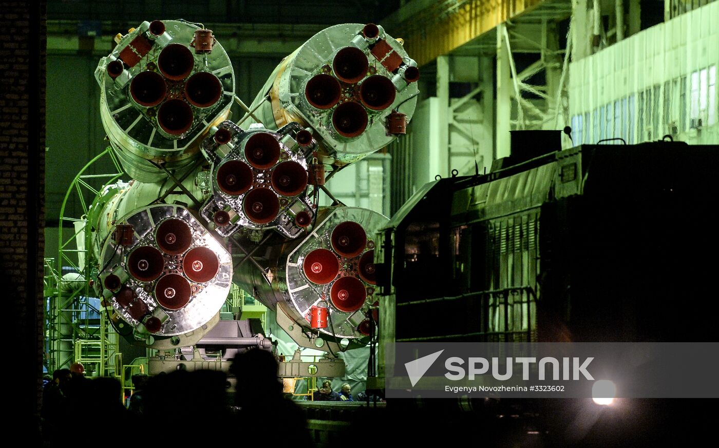 Soyuz-FG carrier rocket with Soyuz MS-08 crewed spacecraft moved to launch pad | Sputnik Mediabank