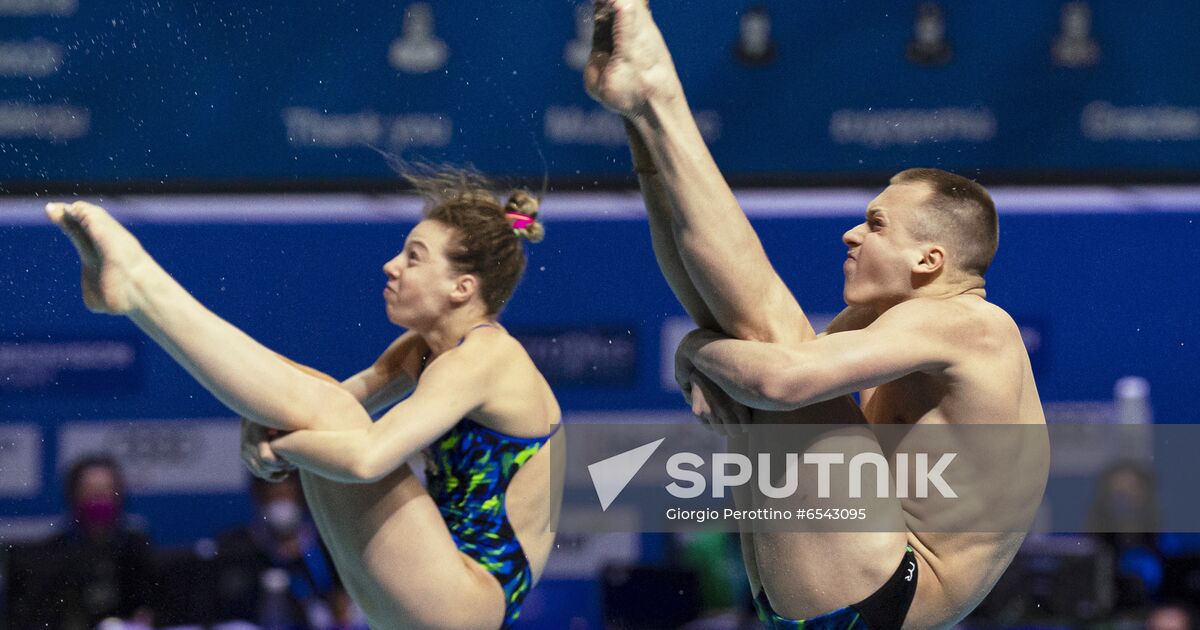 Hungary European Aquatics Championship Diving Mixed Duet Synchro | Sputnik Mediabank
